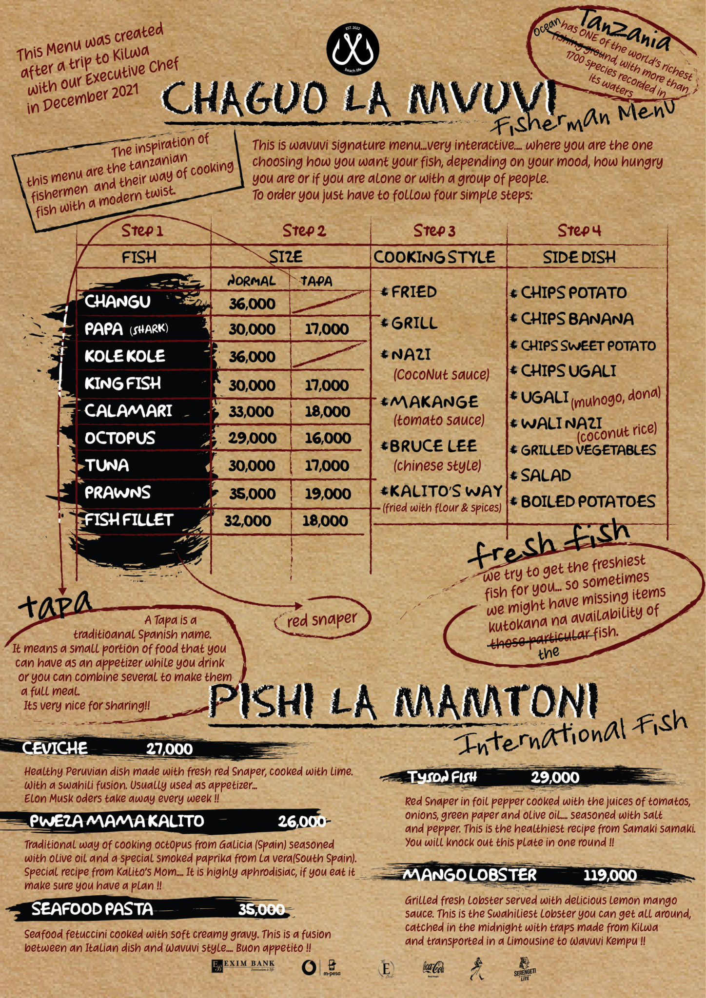 Food Menu – Wavuvi Kempu